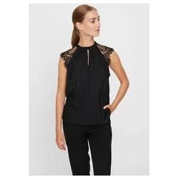 V&eacute;ro Moda Spitzentop VERO MODA "VMMILLA SL LACE TEE", Damen, Gr. XL, schwarz, Jersey, Obermaterial: 95% Polyester, 5% Elasthan, unifarben, normal, Rundhals, Tops Spitzentop, Materialmix, regular fit