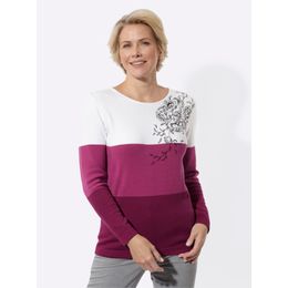 WITT Damen Langarm-Pullover mit platziertem Druck, malve-ecru-gemustert, Gr&ouml;&szlig;e 38