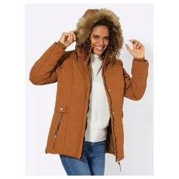 Steppjacke Casual Looks, Damen, Gr. 26, braun (cognac), 50% Polyester, 37% Baumwolle, 13% Polyamid, Kunstpelz:80% Polyacryl, 20% Polyester, unifarben, Jacken Steppjacke