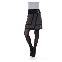 Wickelrock Aniston CASUAL, Damen, Gr. 42, schwarz (grau, schwarz, meliert), Strick, Obermaterial: 100% Polyacryl, kontrastfarbene Details, figurumspielend kniefrei, R&ouml;cke Wickelrock, mit seitlichen Schnallen verziert