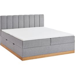 Boxbett Home Affaire "Frappelle inkl. Bettkasten, erh&auml;ltlich in der Gr&ouml;&szlig;e 180x200cm, H3", grau, B:182cm L:210cm, Stoffbezug Nordic (100% Polyester), Komplettbetten, inkl. PUR-Schaum-Topper