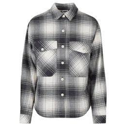 Urban Classics Damen Klassische Bluse "Urban Classics Damen Ladies Oversized Check Shirt"sandwei&szlig;, schwarz, Gr. 5XL, 100% Baumwolle, Blusen