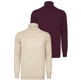 FELIX HARDY Herren Rollkragenpullover "Rollkragenpullover 2er-Pack"beige, bordeaux, Gr. L, 100% Baumwolle, Pullover