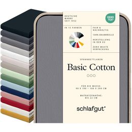 Spannbettlaken Schlafgutgrau mid, Jersey, Obermaterial: 100% Baumwolle, Bettlaken, "Basic Cotton Bettlaken, 160 g/m&sup2;, 100% Baumwolle, Spannbetttuch",