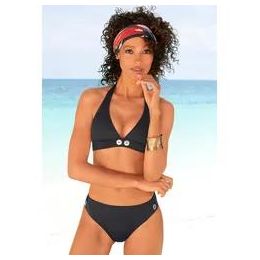 Triangel-Bikini Vivance, Damen, Gr. 42, Cup C/D, schwarz, Polyamid, unifarben, Bikini-Sets Triangel-Bikini, mit goldfarbenen Zierkn&ouml;pfen
