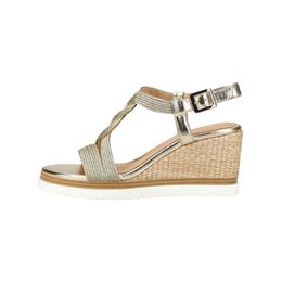 REGARDE LE CIEL Damen Keilsandalette "Regarde Le Ciel Sandalen Leder/Textil", Gr. 41gold, Leder, Textil, Schuhe