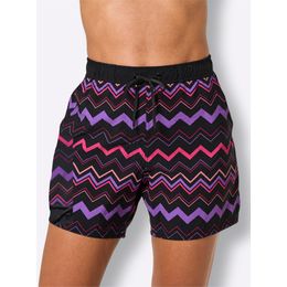 WITT Damen Badeshorts mit einfarbigem Bund, schwarz-pink-lila, Gr&ouml;&szlig;e 40