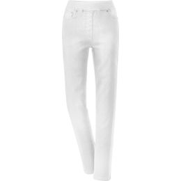 WITT Damen Schlupfjeans mit geripptem Strick-Dehnbund, wei&szlig;, Gr&ouml;&szlig;e 36