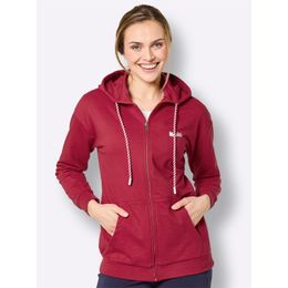feel good Damen Sweatjacke mit Rei&szlig;verschluss, kirsche-wei&szlig;, Gr&ouml;&szlig;e 48/50