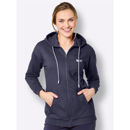feel good Damen Sweatjacke mit Rei&szlig;verschluss, marine-wei&szlig;, Gr&ouml;&szlig;e 52/54