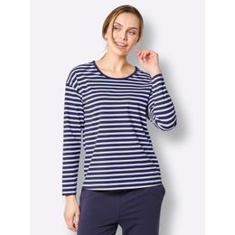 WITT Damen Langarmshirt mit Ringelmuster, marine-wei&szlig;-geringelt, Gr&ouml;&szlig;e 40/42