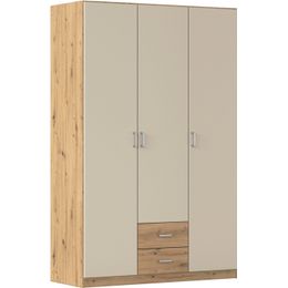 Dreht&uuml;renschrank Rauch, B:136cm H:210cm T:54cmeiche artisan, beige (champagner), griffe alu, Holzwerkstoff, Schr&auml;nke, "Kleiderschrank Garderobe GAMMA