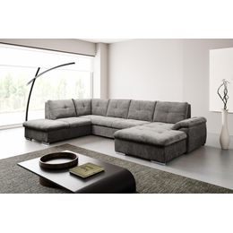 Wohnlandschaft WERK2 "Arena, B/T: 339/220 cm breit, moderner, einladender Sitzkomfort", anthrazit, B:339cm H:97cm T:220cm, 100% Polyester, Sofas, Wohnlandschaft, mit Schlaffunktion und Bettkasten, U-Form
