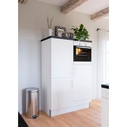 K&uuml;che KOCHSTATION, B:120cm H:180,4cm T:60cm, schwarz-wei&szlig;, Komplettk&uuml;chen-Sets, "KS-Ahus, Hochschrankmodul", Breite 120 cm,wahlweise mit