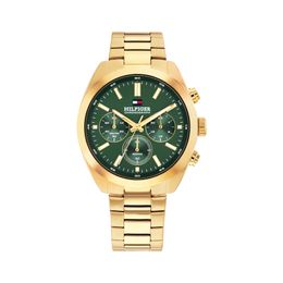 Tommy Hilfiger Herren Chronograph "Hudson"goldfarben, gr&uuml;n, Armbanduhren, Armbanduhr, Herrenuhr, Edelstahlarmband, analog