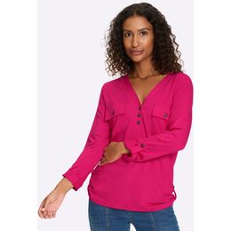 Heine Damen Klassische Bluse, pink, Gr. 50, unifarben, 95% Viskose, 5% Elasthan, Blusen