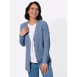 WITT Damen Longstrickjacke mit feiner Rippstruktur, bleu, Gr&ouml;&szlig;e 38