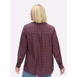 sheego Damen Longbluse, lila, Gr. 56, bedruckt, gemustert, mehrfarbig, 88% Viskose, 12% Polyamid, Blusen