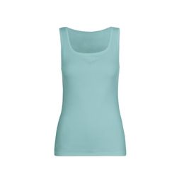 TRIGEMA Damen Tanktop "TRIGEMA Tr&auml;gershirt mit Kristallsteinen", blau, Gr. L, Feinripp, 95% Baumwolle, 5% Elastan, Tops