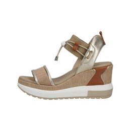 Nero Giardini Damen Keilsandalette "Nero Giardini Sandalen Leder/Textil", Gr. 41, beige, Leder, Textil, Schuhe