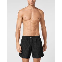Philipp Plein Herren Badeshorts "Mit Schmucksteinen"02, schwarz, Gr. XL, Obermaterial: 100% Polyester, Badehosen