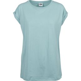 Urban Classics Damen Kurzarmshirt "Urban Classics Damen Ladies Extended Shoulder Tee"blaumint, Gr. M, unifarben, 100% Baumwolle, Shirts