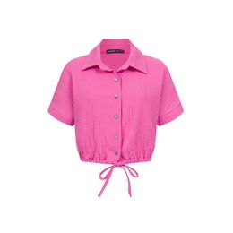 CLOUD 5IVE Damen Klassische Bluse "CLOUD 5IVE Cropped Baumwoll Bluse mit Knopfleiste & Tunnelzug"fuchsia, Gr. XXL, 100% Baumwolle, Blusen