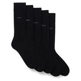 Socken BOSS "5P Uni Color CC", Damen, Gr. 39-42, schwarz (5x schwarz), Baumwollmischung, unifarben, elastisch, Socken Socken, in klassischer Unifarbe