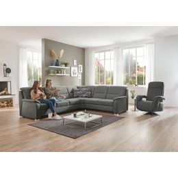 Ecksofa DIE PLANBAR, B:303cm H:92cm T:245cmgrau, 100% Polyester, Wohnzimmer, Sofas, "PP-HS10002", wahlweise mit Kopfteilverstellung, Bettfunktion und