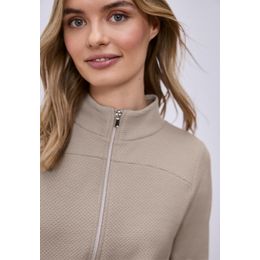 Street One Damen Cardigantimeless beige, Gr. 38, unifarben, Web, 86% Baumwolle, 12% Polyester, 2% Elasthan, Strickjacken, mit Turtleneck