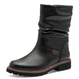 Tamaris Damen Stiefelette, Gr. 42schwarz, Lederimitat, unifarben, Schuhe, Blockabsatz, Kurzstiefel, Boots in veganer Verarbeitung