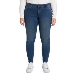 Tom Tailor PLUS Damen Skinny-fit-Jeans, blau, Basic, Gr. 46, Denim/Jeans, Obermaterial: 91% Baumwolle, 7% Polyester, 2% Elasthan, Jeans, in