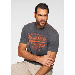 MAN'S WORLD MAN'S WORLD Herren T-Shirt, grau, Gr. XXL, bedruckt, meliert, Single Jersey, Obermaterial: 60% Baumwolle, 40% Polyester, Shirts, Kurzarm, bedruckt,