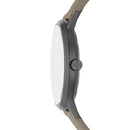 Armani Exchange Herren Quarzuhr, beige, Armbanduhren, Armbanduhr, Herrenuhr, Lederarmband, analog