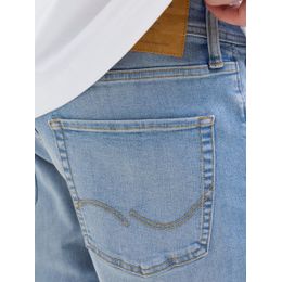 Jack & Jones PlusSize Shorts "JJIRICK JJORIGINAL SHORT", Herren, Gr. 44 (5XL), N-Gr, blau denim, Denim/Jeans, Obermaterial: 54% Baumwolle, 33% Polyester, 7% Lyocell, 4% Viskose, 2% Elasthan, JACK & JONES PLUSSIZE, leichte Abriebeffekte, regular fit ca. Mitte Knie, Hosen Shorts