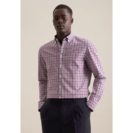 Seidensticker Herren Flanellhemd "Slim", lila, Gr. 41, kariert, 100% Baumwolle, Hemden, Slim 1/1 Button-Down-Kragen Karo
