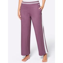 feel good Damen Dehnbund-Hose mit Zippertaschen, violett-wei&szlig;, Gr&ouml;&szlig;e 44/46