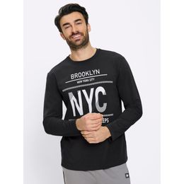 Catamaran Sports Herren Freizeitshirt mit platziertem Druck, schwarz-wei&szlig;-bedruckt, Gr&ouml;&szlig;e 44/46