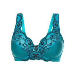 bonprix Damen Minimizer-BH, Gr. 75, blau, Jersey, Obermaterial: 82% Polyamid, 18% Elasthan. Futter: 100% Baumwolle. Spitze: 60% Polyamid, 30%