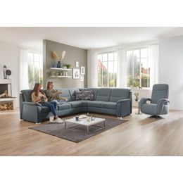 Ecksofa DIE PLANBAR, B:303cm H:92cm T:245cmsteel, 100% Polyester, Wohnzimmer, Sofas, "PP-HS10002", wahlweise mit Kopfteilverstellung, Bettfunktion