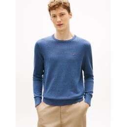 Tommy Hilfiger Herren Rundhalspullover "ESSENTIAL COTTON"aegean sea heather, Gr. XL, Strick, Obermaterial: 100% Baumwolle, Pullover, Crewneck Regular