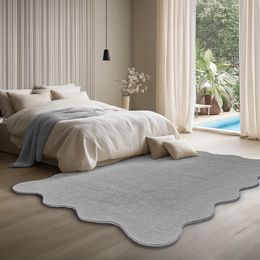 Teppich the carpet, B:160cm L:220cmgrau, Polyester, Wohnzimmer, Teppiche, "Relax Scallop kuschelig & Super Soft", Anti-Rutsch Unterseite, Waschbar