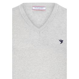 FELIX HARDY Herren V-Ausschnitt-Pullover "Pullover mit V-Ausschnitt"grau, Gr. L, 100% Baumwolle, Pullover