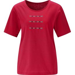 Damen Kurzarmshirt mit platziertem Druck rot, Gr&ouml;&szlig;e 50