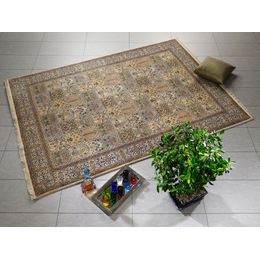 Orientteppich, B:255cm H:4mm L:305cm, beige, OCI DIE TEPPICHMARKE, Seide, Wolle, Teppiche, "Vasuki", hochwertig handgekn&uuml;pft, mit Fransen, Wohnzimmer