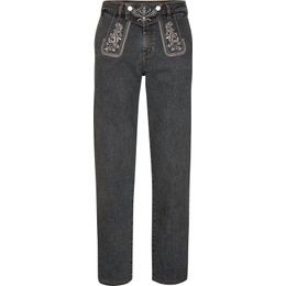 Herren Trachtenjeans mit abnehmbarem Latz anthrazit-denim, Gr&ouml;&szlig;e 26