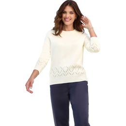 Damen Langarm-Pullover mit Strickmuster im Vorderteil ecru, Gr&ouml;&szlig;e 38