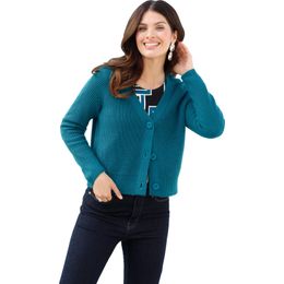 Damen Strickjacke im Patentstrick aquapetrol, Gr&ouml;&szlig;e 42