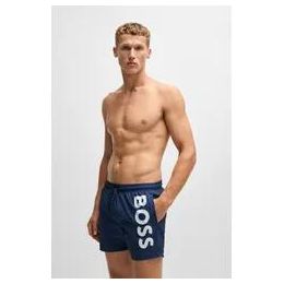 Badeshorts BOSS "Octopus", Herren, Gr. XXL, N-Gr, blau (navy 413), Web, Obermaterial: 100% Polyacryl, bedruckt, unifarben, Badehosen Badeshorts, Mit BOSS Logoschriftzug, elastischer Taillenbund mit Kordel
