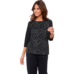 Damen 3/4-Arm-Shirt mit Folien-Druck vorne schwarz-bedruckt, Gr&ouml;&szlig;e 38